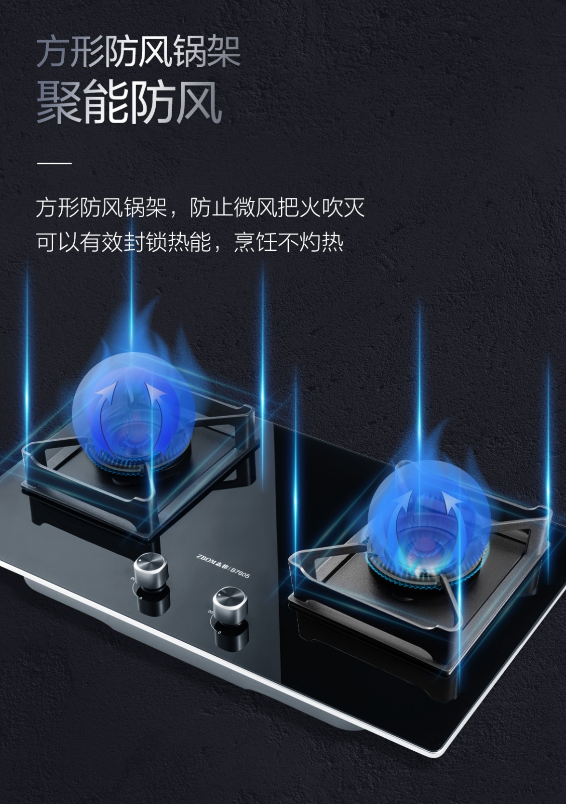 JZ(T/Y)-B7605 双眼钢化玻璃灶 - 厨房电器详情-志邦家居